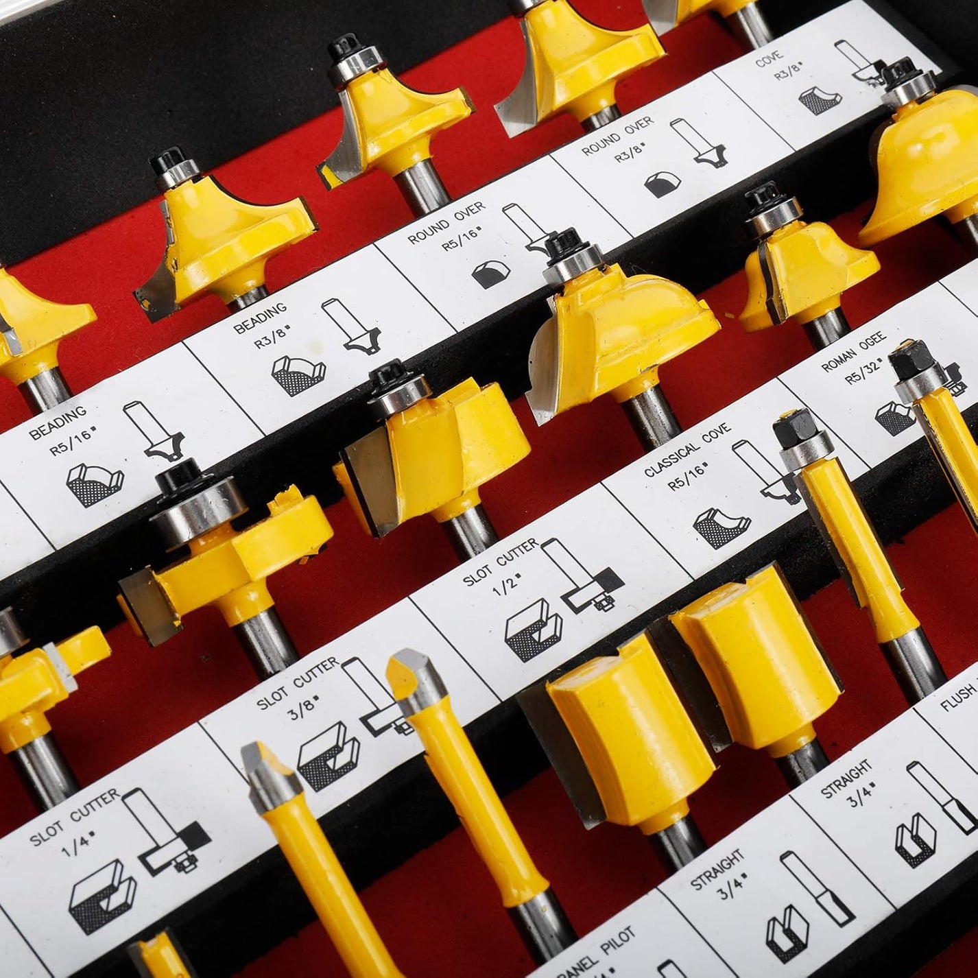 100 Piece 1/4" Shank Tungsten Carbide Tips Woodworking Kit Router Bit ...