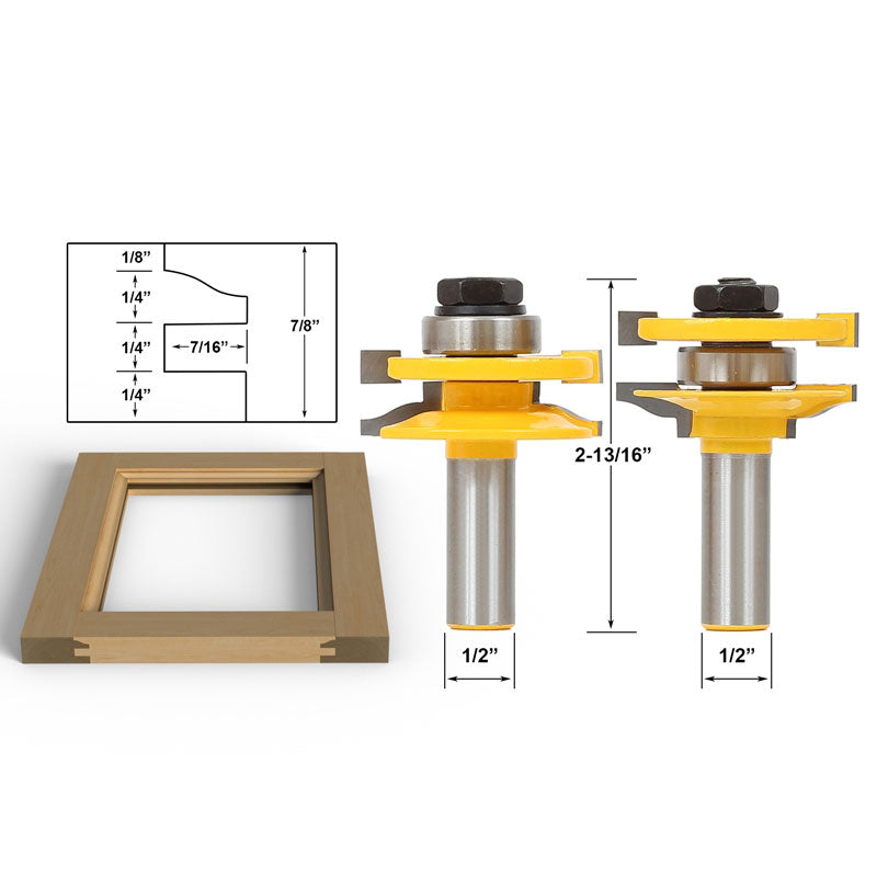 Large Ogee 2 Bit Rail and Stile 1/2" Shank Router Bit Set – RouterBit Mall