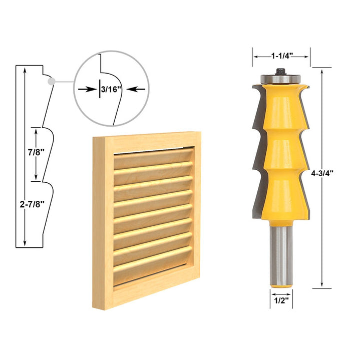 Louver Shutter Style 1/2" Shank Router Bit – RouterBit Mall