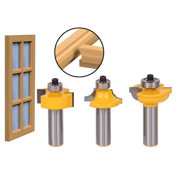 Glass Door Router Bits 3 PCS 1/2" Shank Round Over Bead Set – RouterBit ...